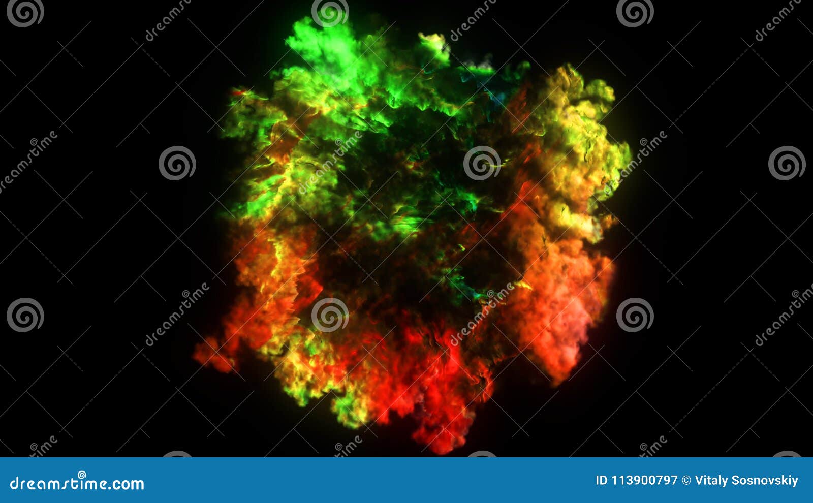 3D Rendering of Explosion, Smoke, Effect Shock Wave and Diverging Waves ...