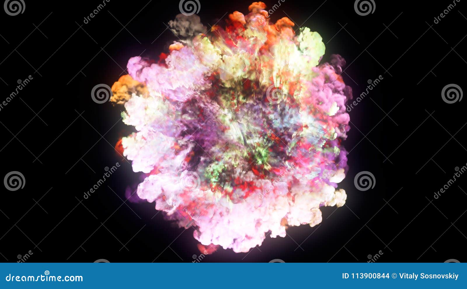 3D Rendering of Explosion, Smoke, Effect Shock Wave and Diverging Waves ...