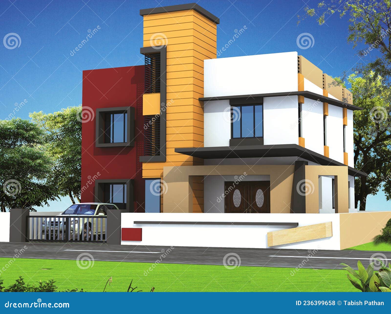 3D Rendering of the Exterior of a Modern Private House Stock ...