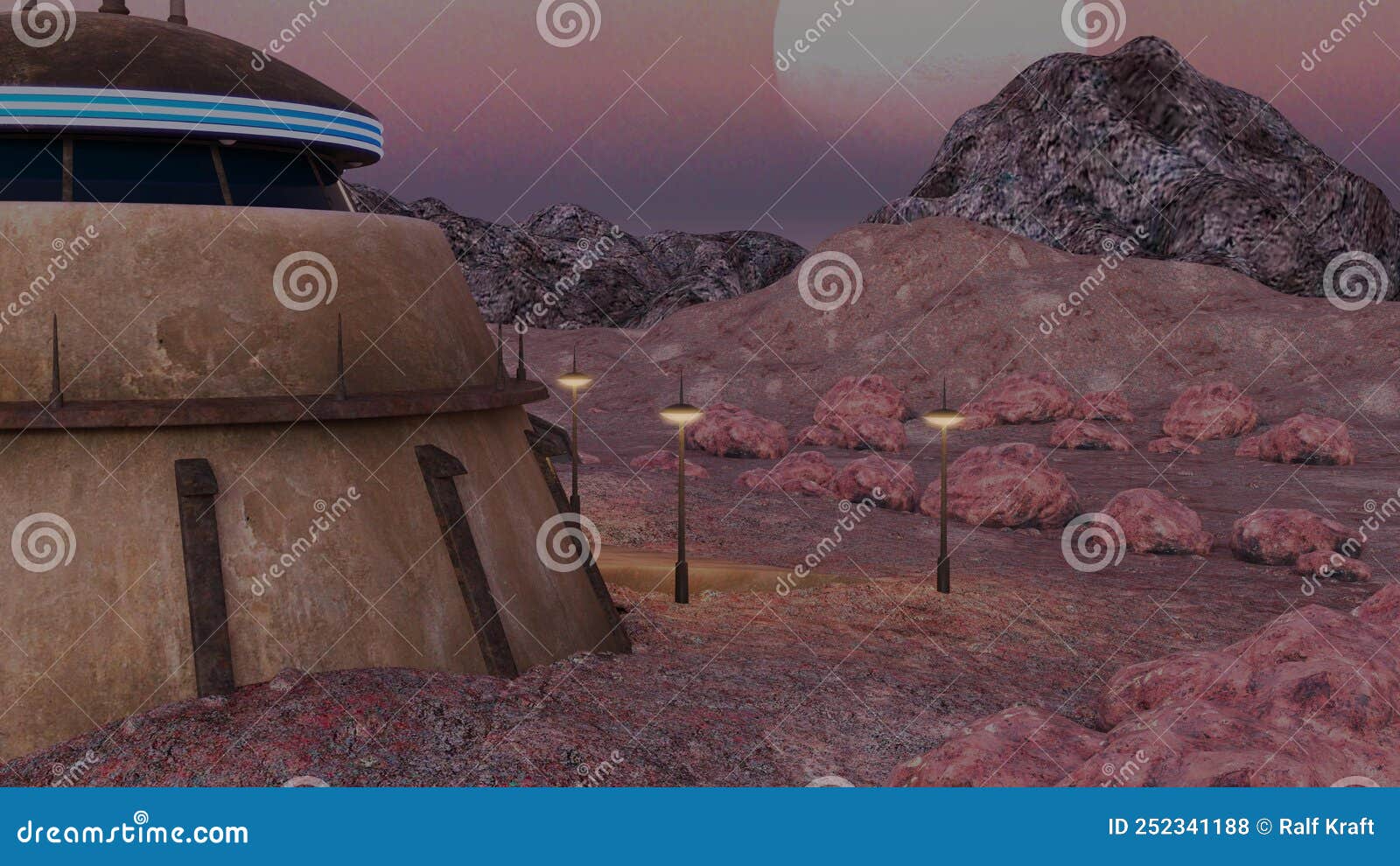 3D-illustration of an Outpost Somewhere in the Galaxy Stock ...