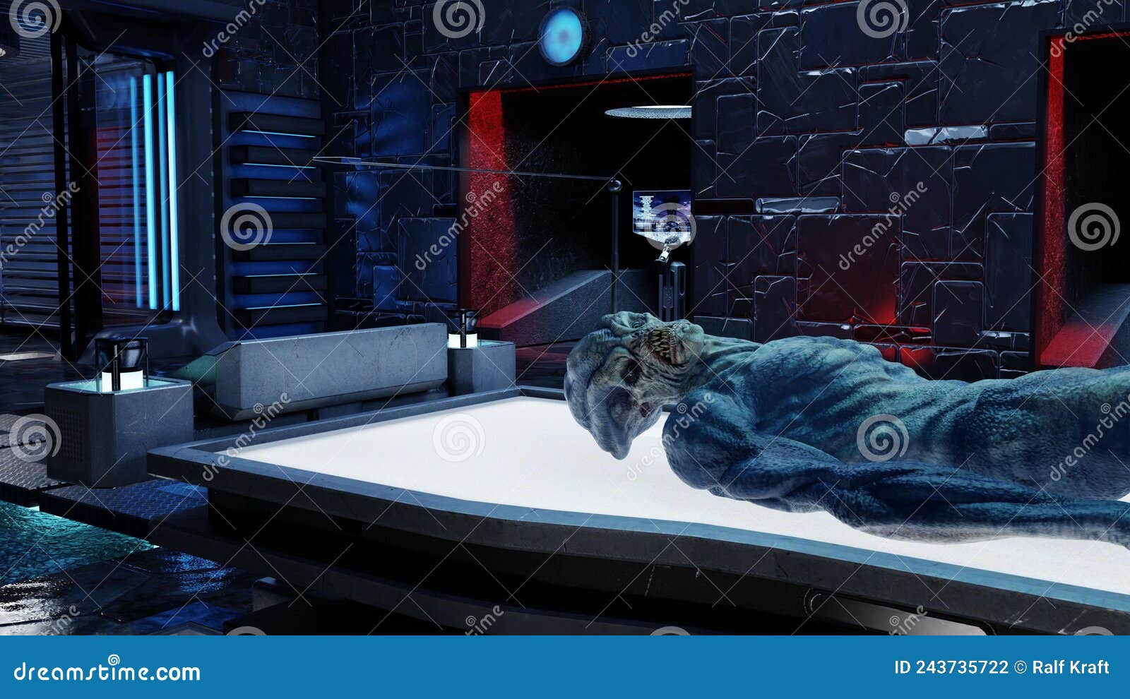 3D-illustration of an Alien Room and Labaratory Stock Illustration ...