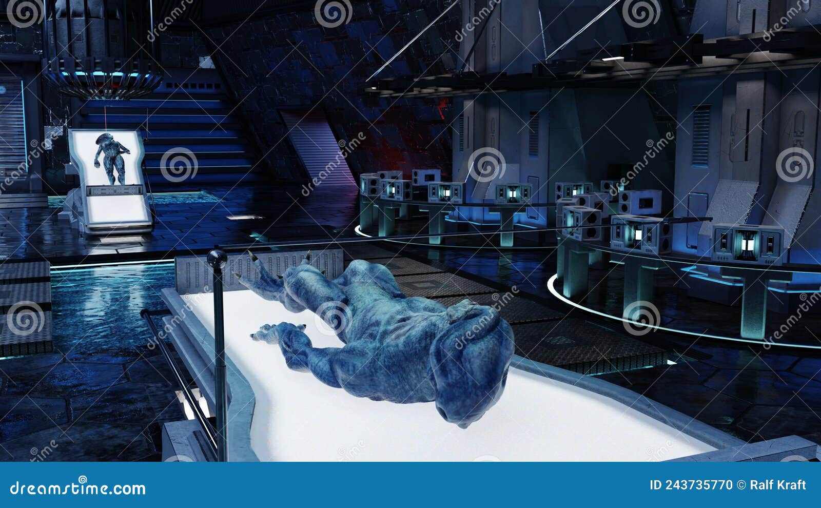 3D-illustration of an Alien Room and Labaratory Stock Illustration ...