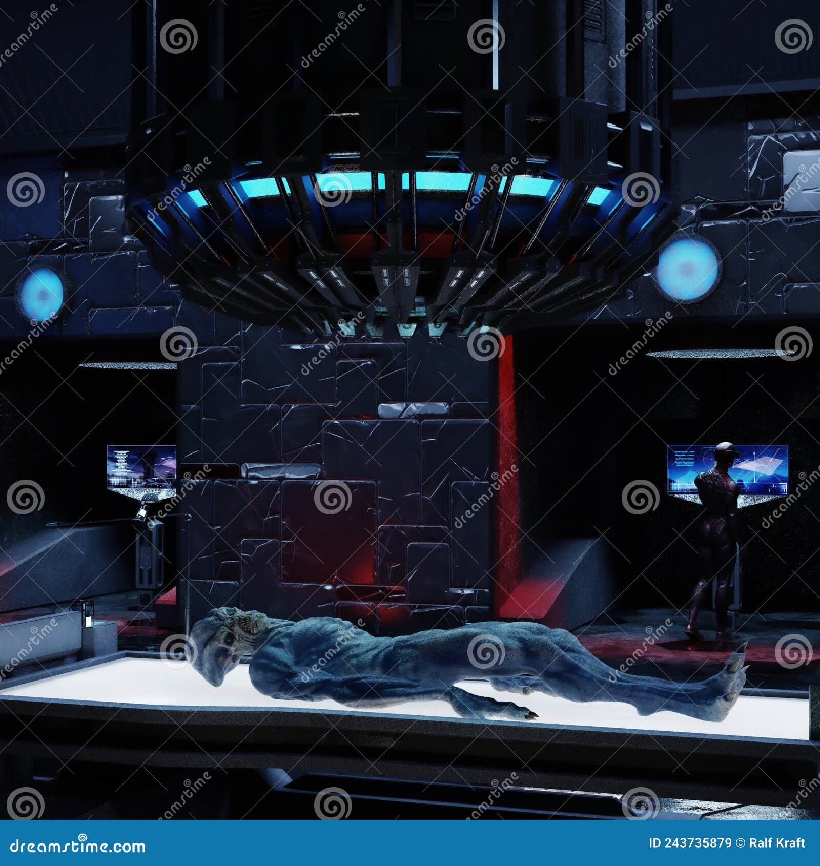 3D-illustration of an Alien Room and Labaratory Stock Illustration ...