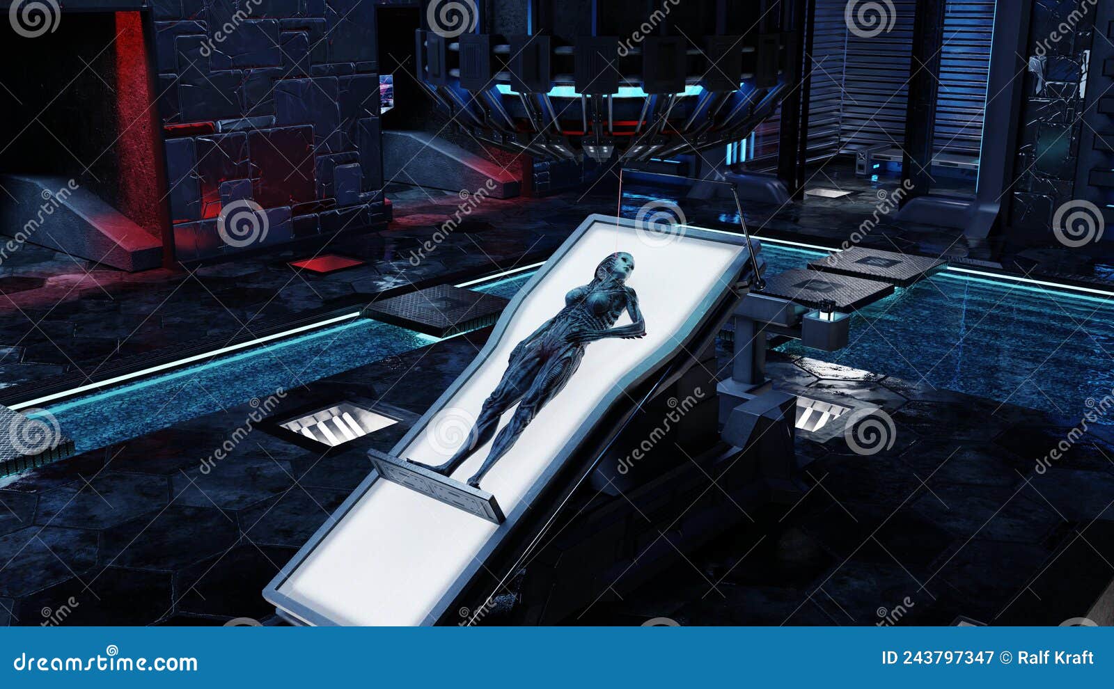 3D-illustration of an Alien Room and Labaratory Stock Illustration ...