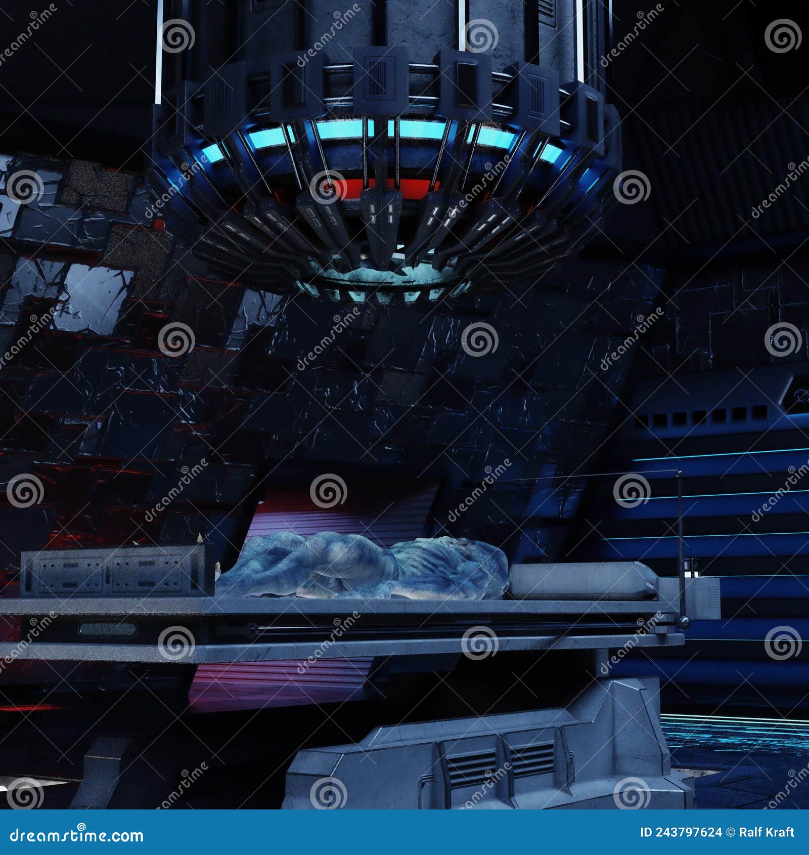 3D-illustration of an Alien Room and Labaratory Stock Illustration ...