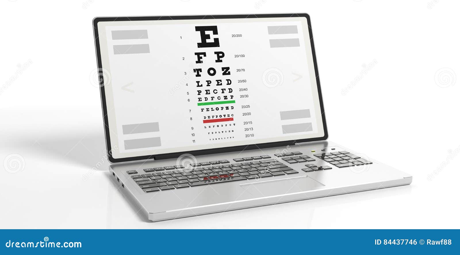 3d Rendering Eyesight Test on a Laptop Stock Illustration ...