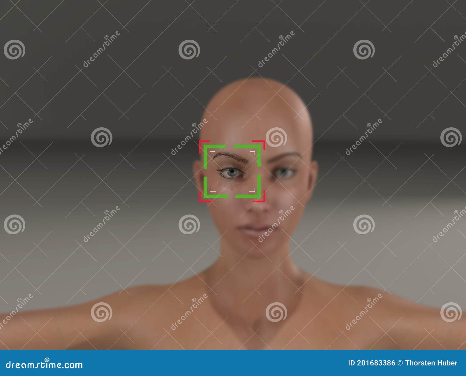 3D Rendering of Face Detection and Eye Tracking Stock Illustration ...