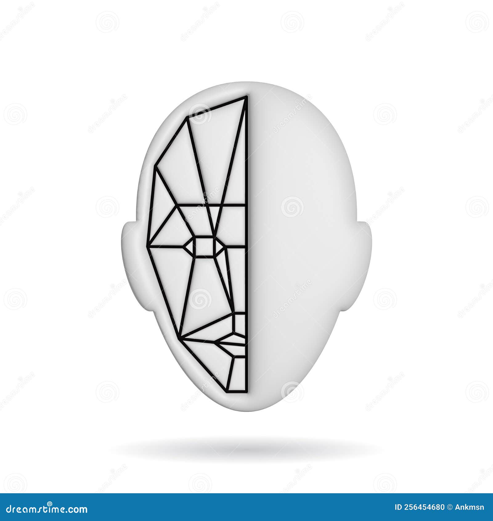 3d Rendering Face Icon. Illustration with Shadow Isolated on White ...