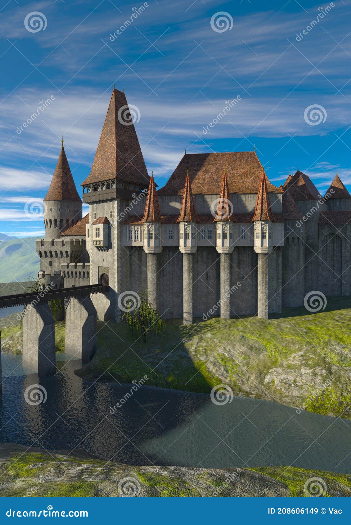 3D Rendering Medieval Castle Stock Illustration - Illustration of ...