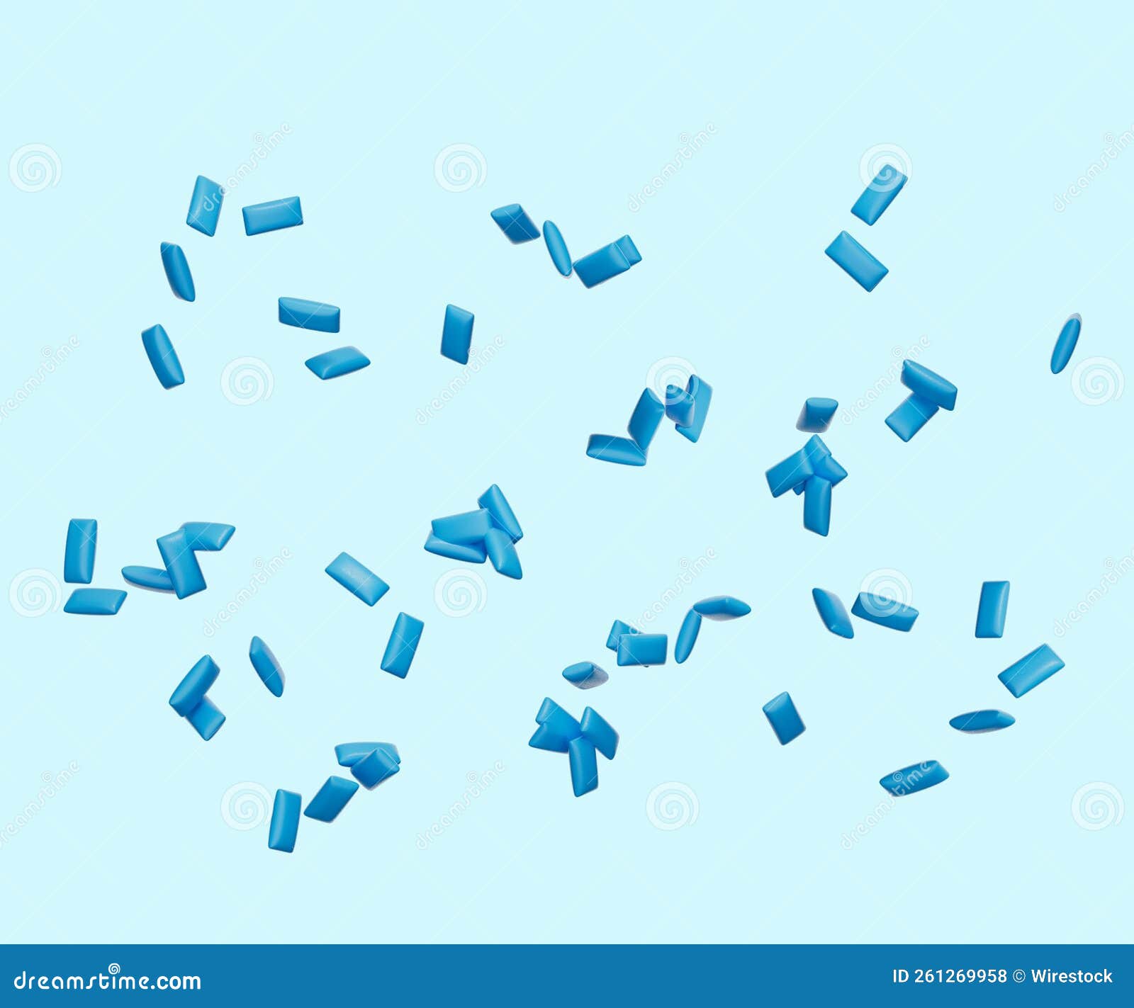 3d Rendering of Falling Chewing Gums Isolated on Light Blue Background ...