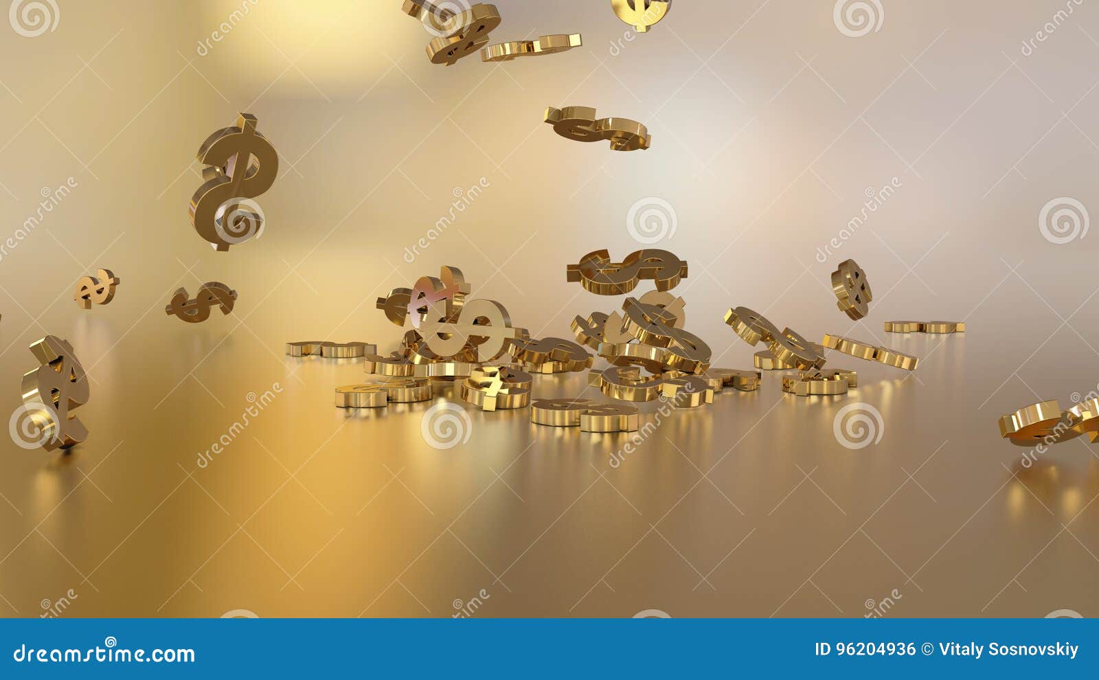 3d Rendering of Falling Signs of Dollars. Stock Illustration ...