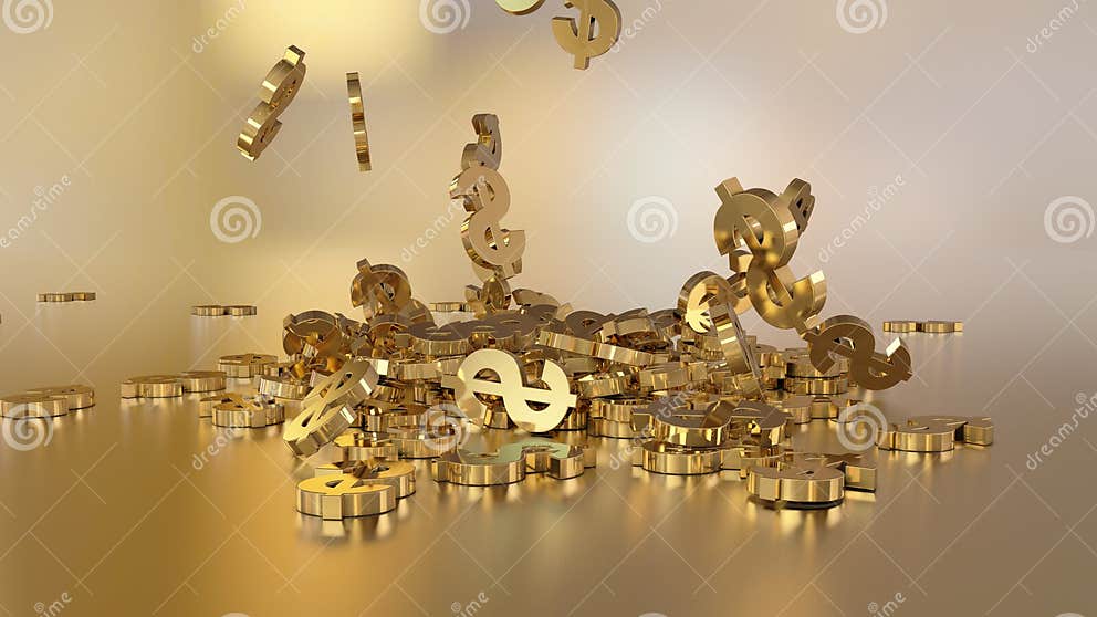 3d Rendering of Falling Signs of Dollars. Stock Illustration ...