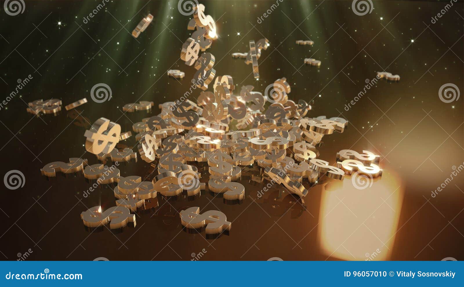 3d Rendering of Falling Signs of Dollars. Stock Illustration ...