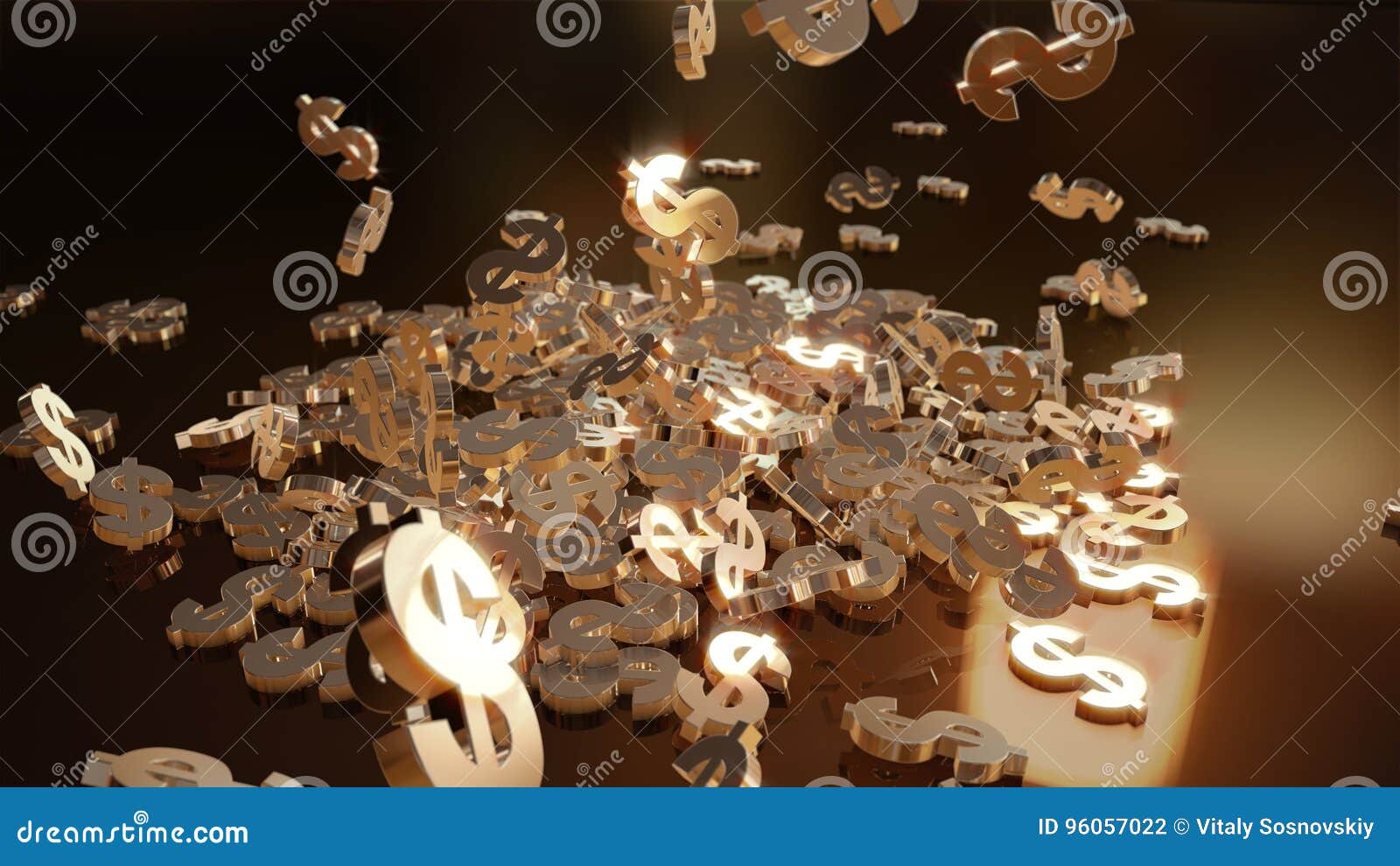 3d Rendering of Falling Signs of Dollars. Stock Illustration ...