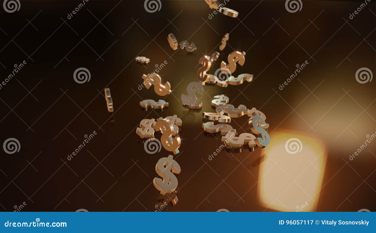 3d Rendering of Falling Signs of Dollars. Stock Illustration ...