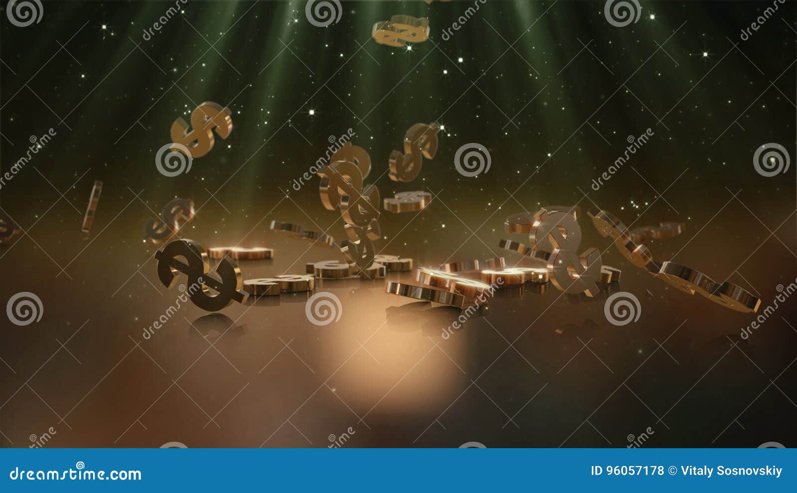 3d Rendering of Falling Signs of Dollars. Stock Illustration ...