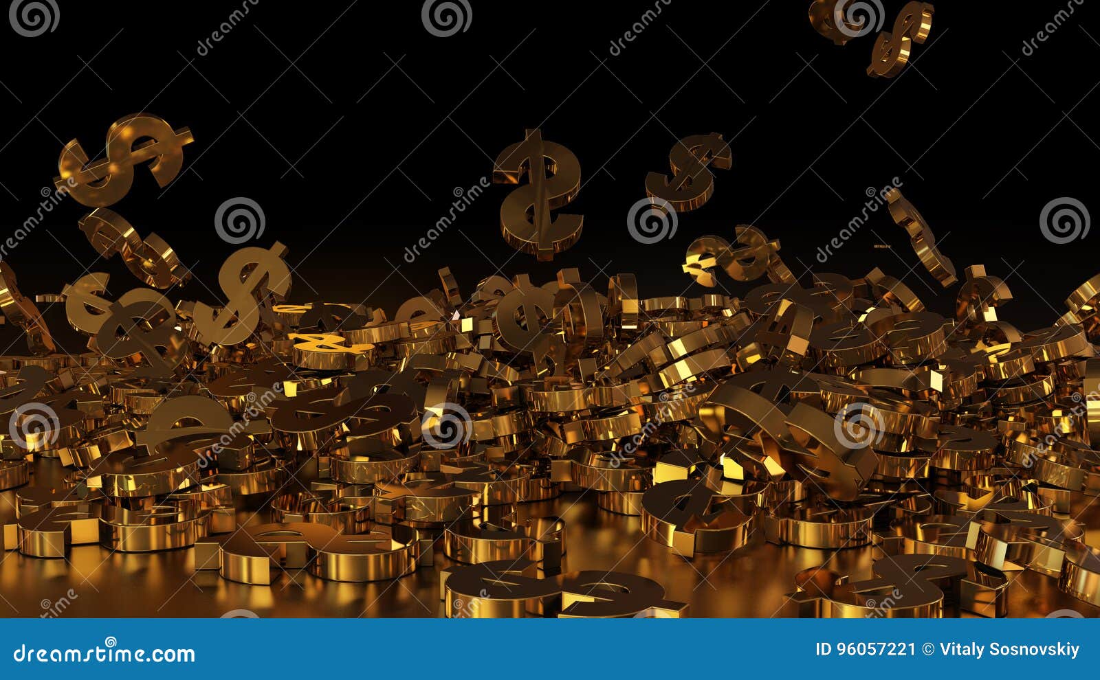 3d Rendering of Falling Signs of Dollars. Stock Illustration ...