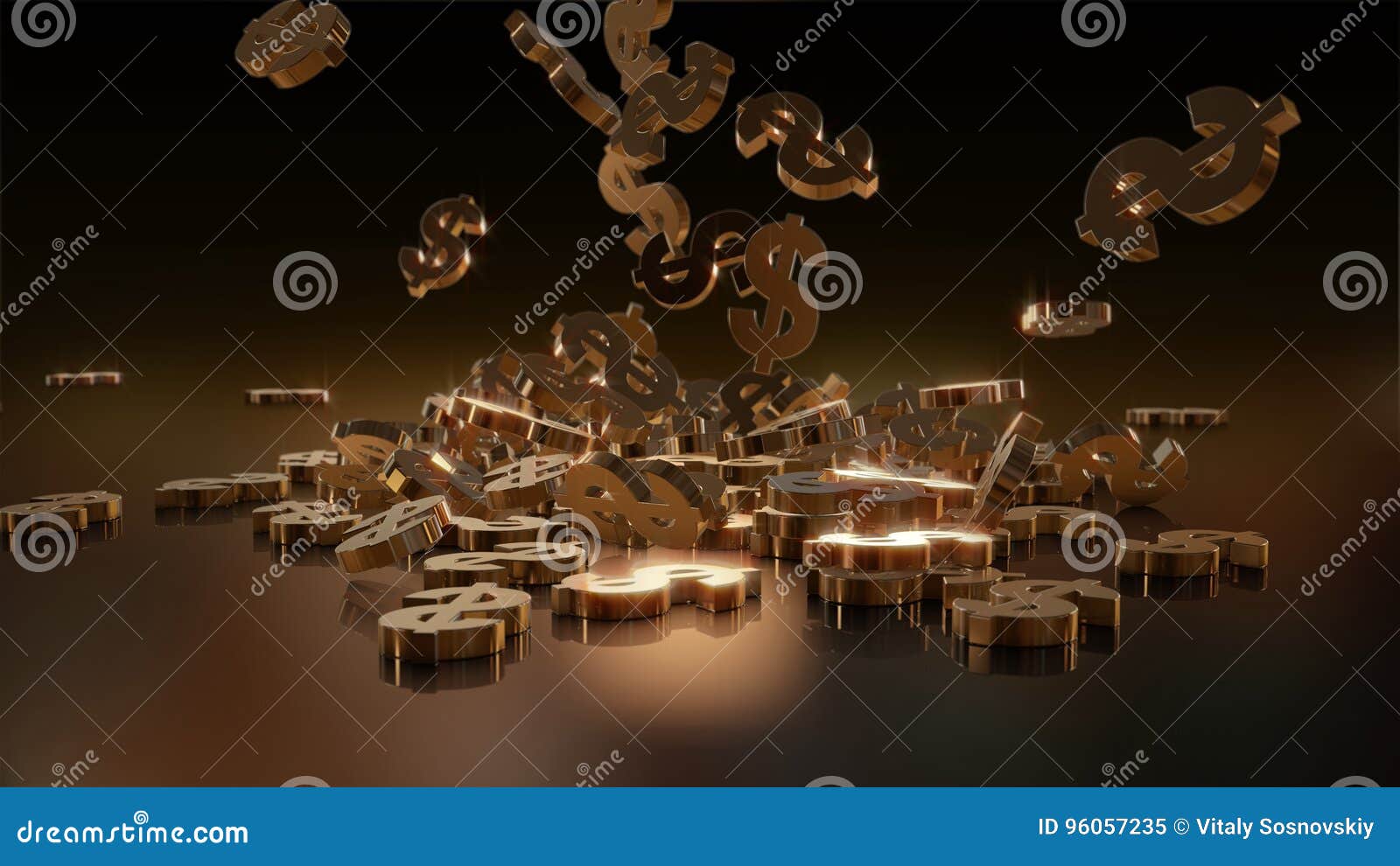 3d Rendering of Falling Signs of Dollars. Stock Illustration ...