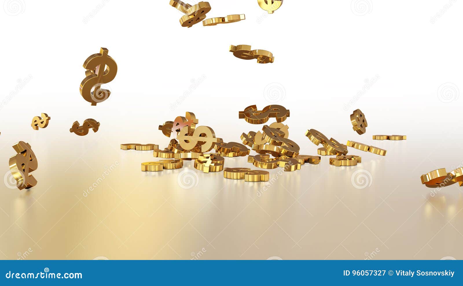 3d Rendering of Falling Signs of Dollars. Stock Illustration ...