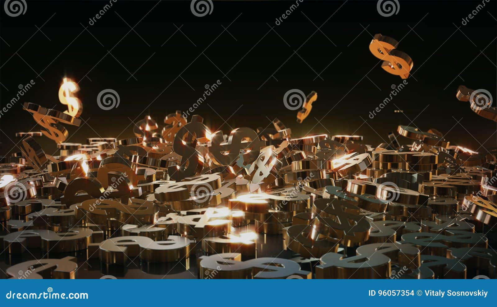 3d Rendering of Falling Signs of Dollars. Stock Illustration ...