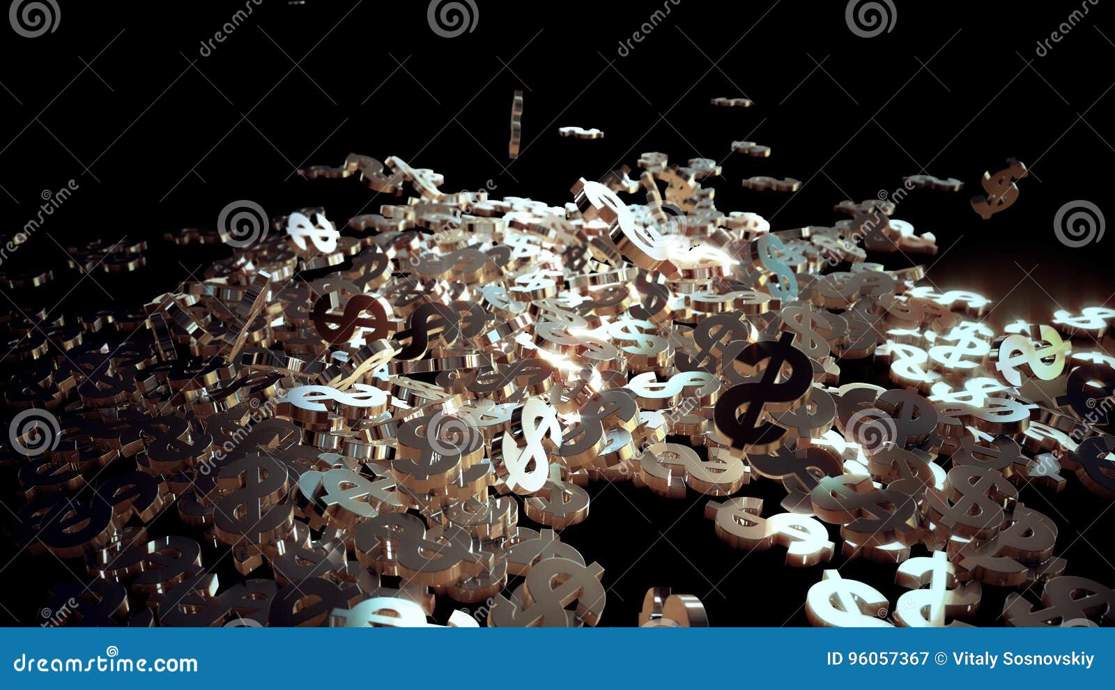 3d Rendering of Falling Signs of Dollars. Stock Illustration ...