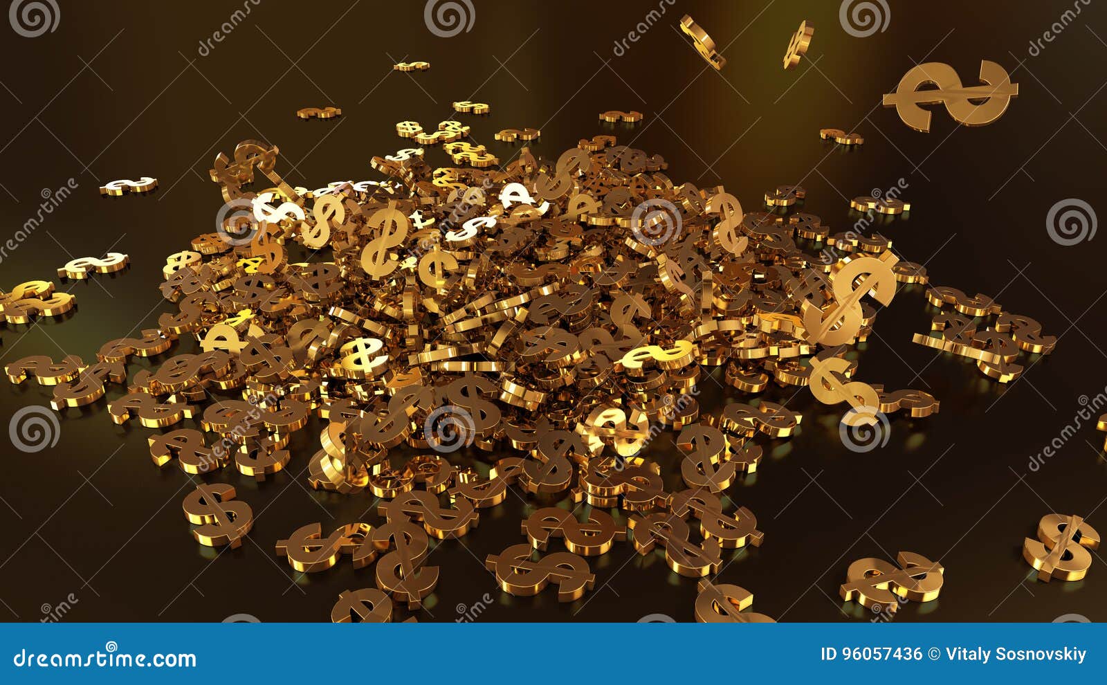 3d Rendering of Falling Signs of Dollars. Stock Illustration ...