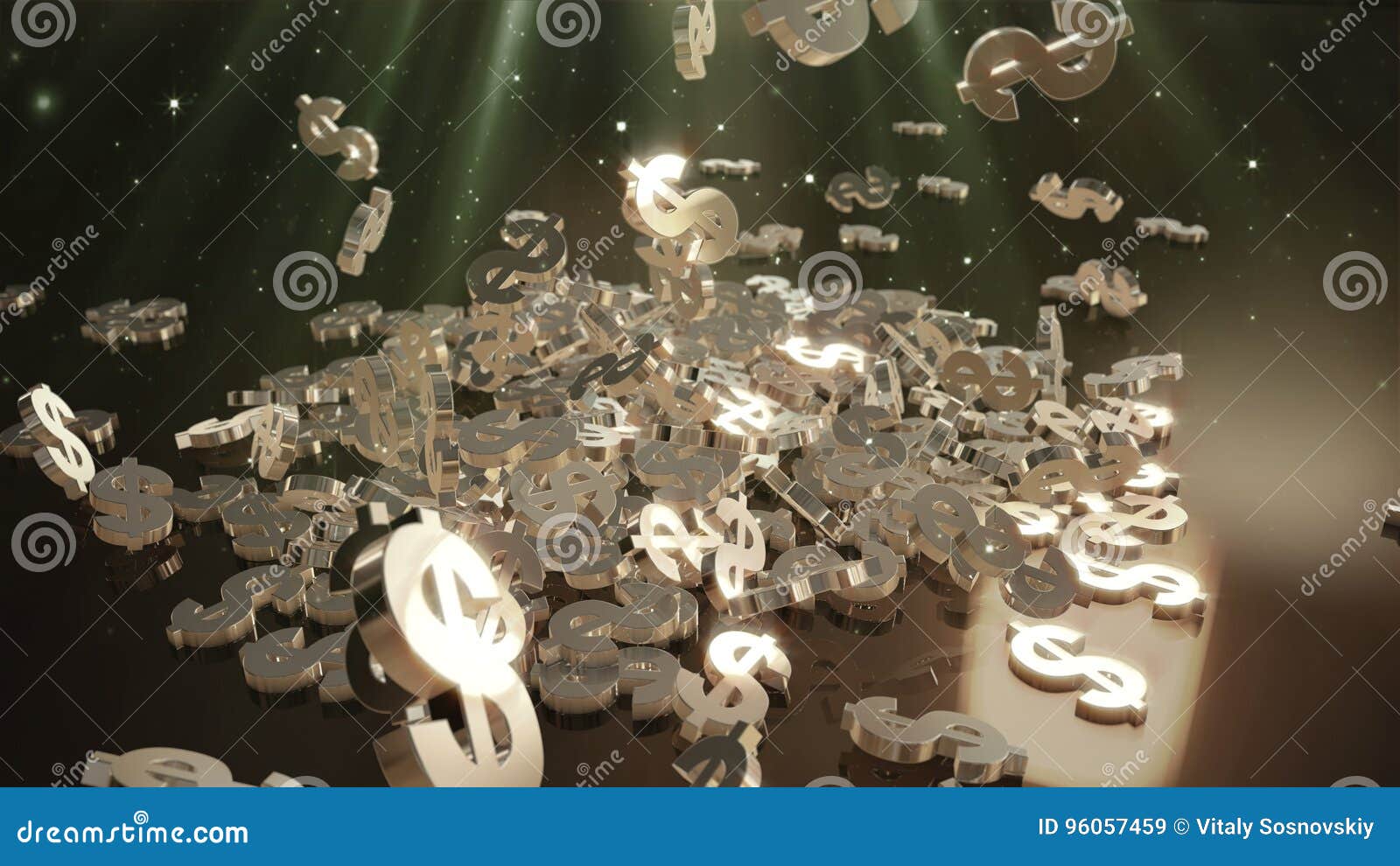 3d Rendering of Falling Signs of Dollars. Stock Illustration ...