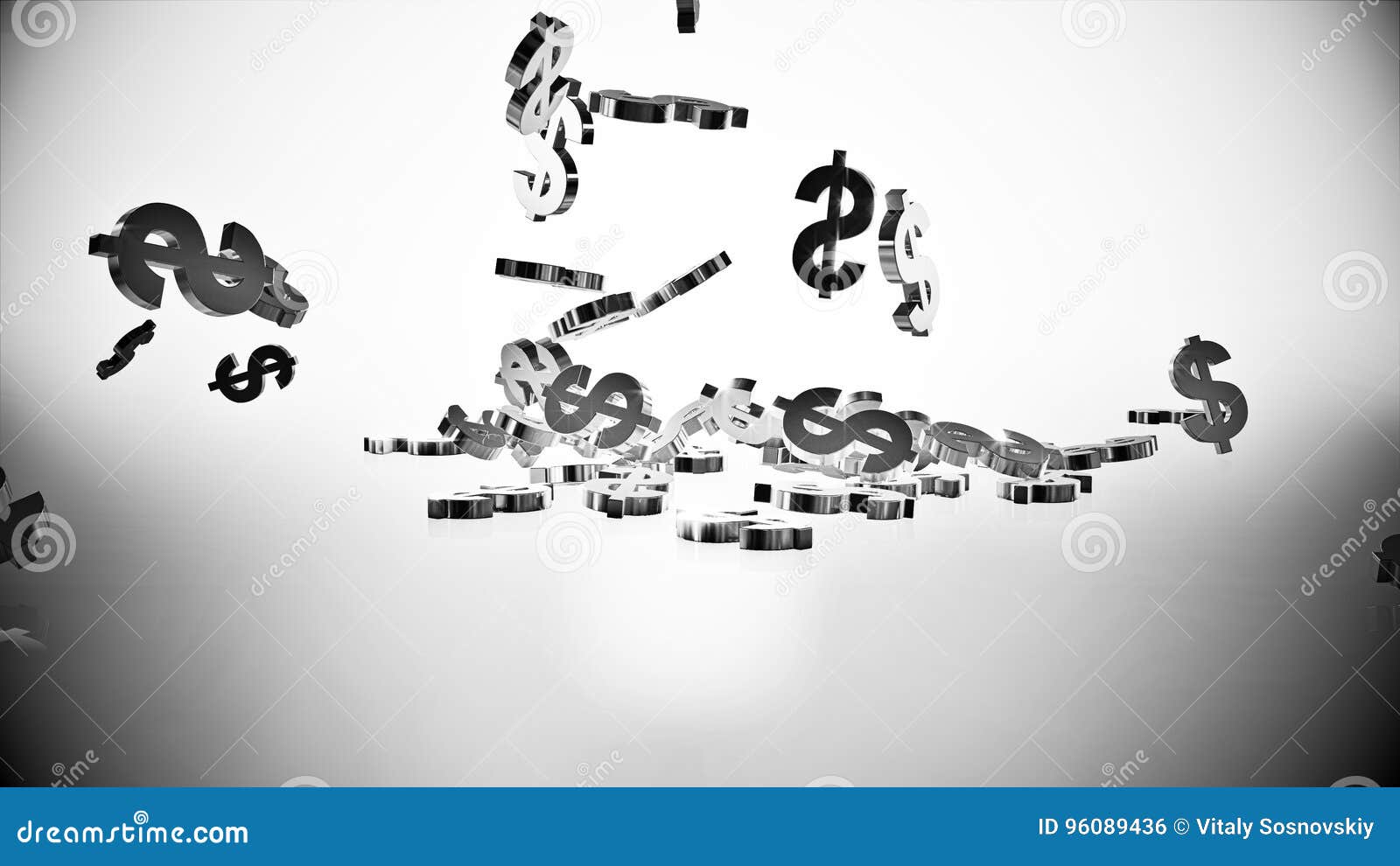 3d Rendering of Falling Signs of Dollars. Stock Illustration ...
