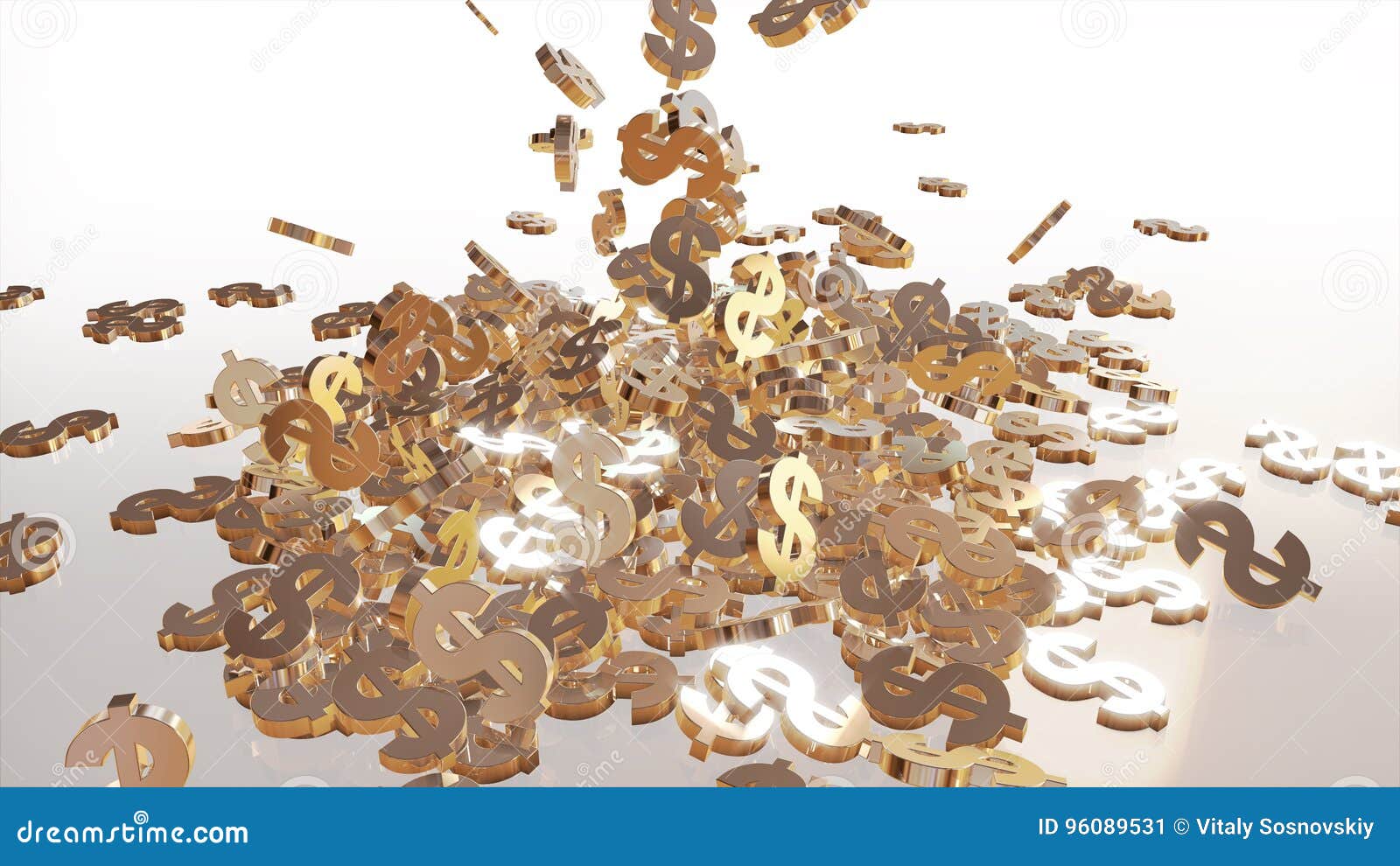 3d Rendering of Falling Signs of Dollars. Stock Illustration ...