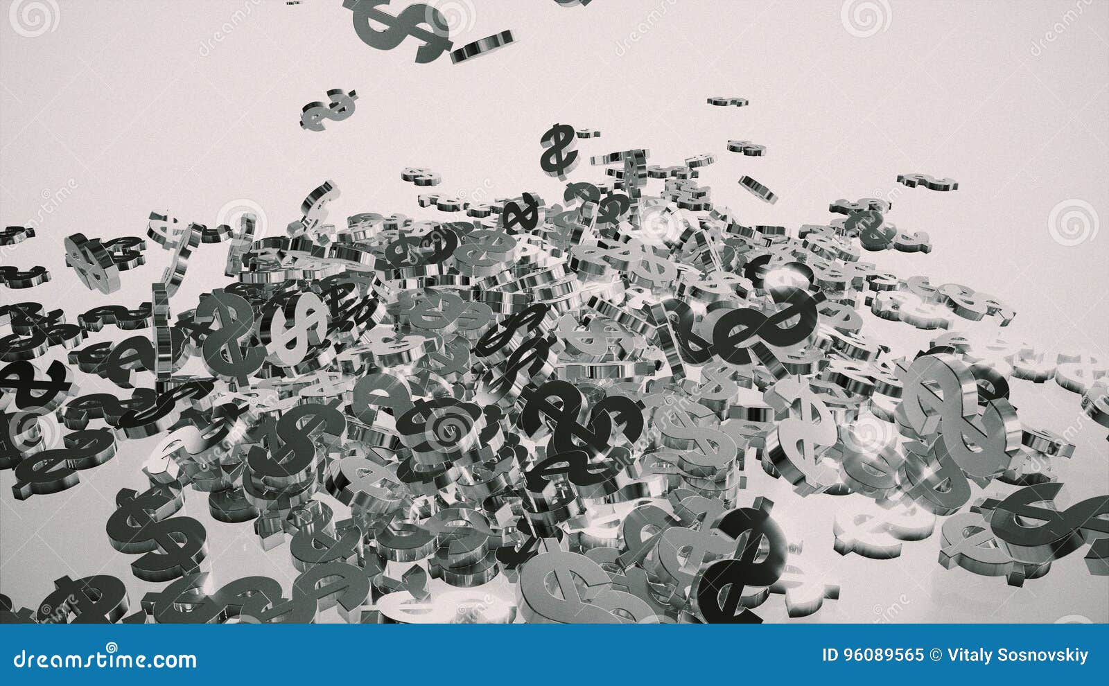 3d Rendering of Falling Signs of Dollars. Stock Illustration ...