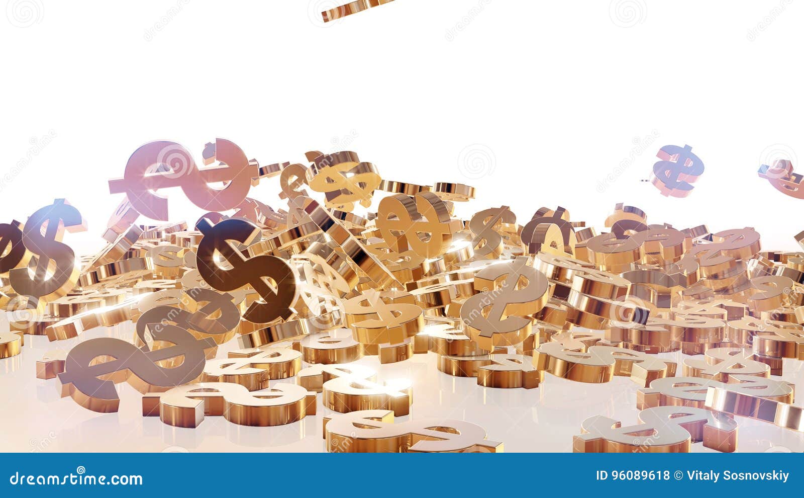 3d Rendering of Falling Signs of Dollars. Stock Illustration ...