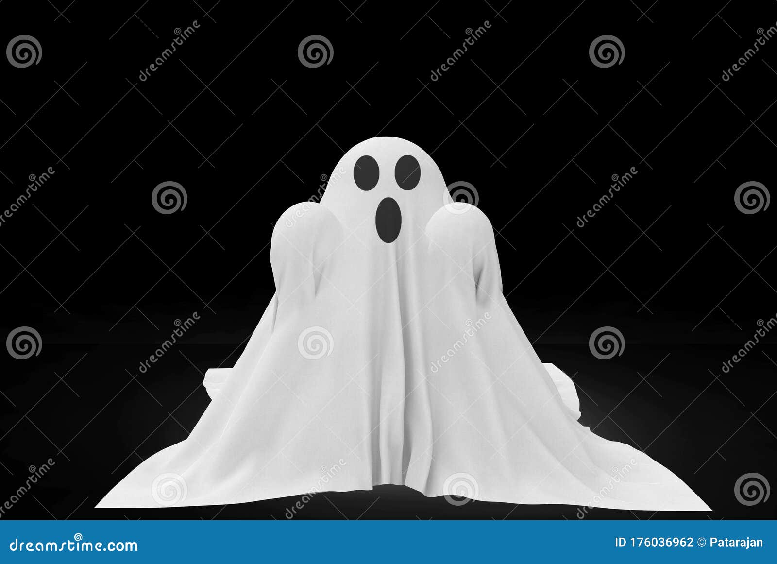 3d Rendering. Fancy Halloween White Cloth Ghost Costume Isolated on ...