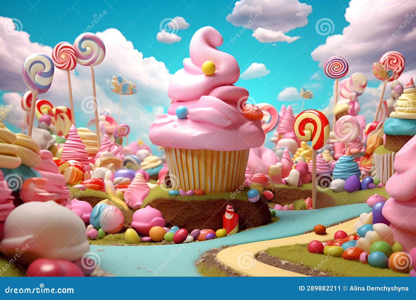 3D Rendering of the Fantastic Colorful Candyland Stock Illustration ...