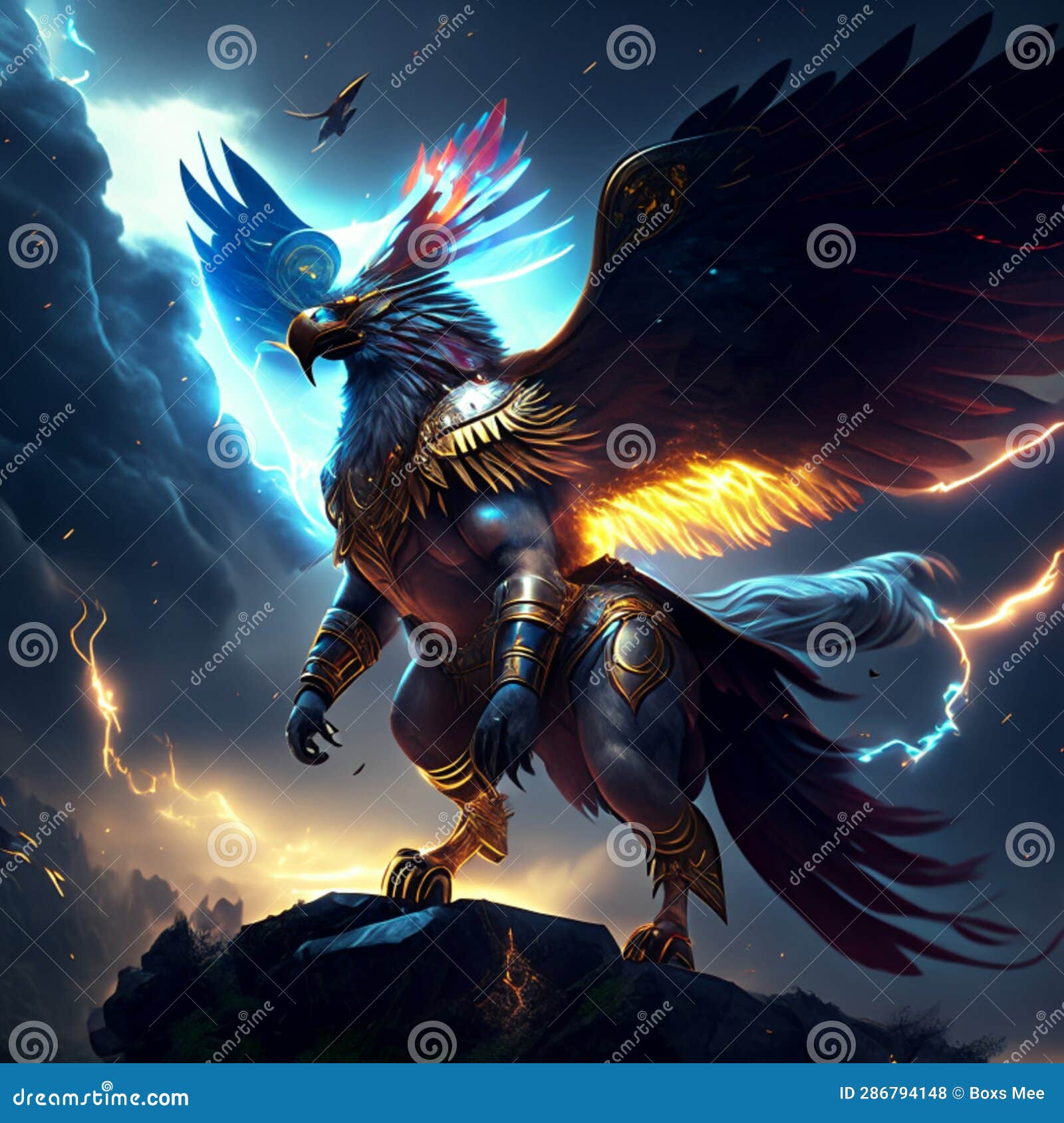 3D Rendering of a Fantasy Alien Creature Flying in the Night Sky ...