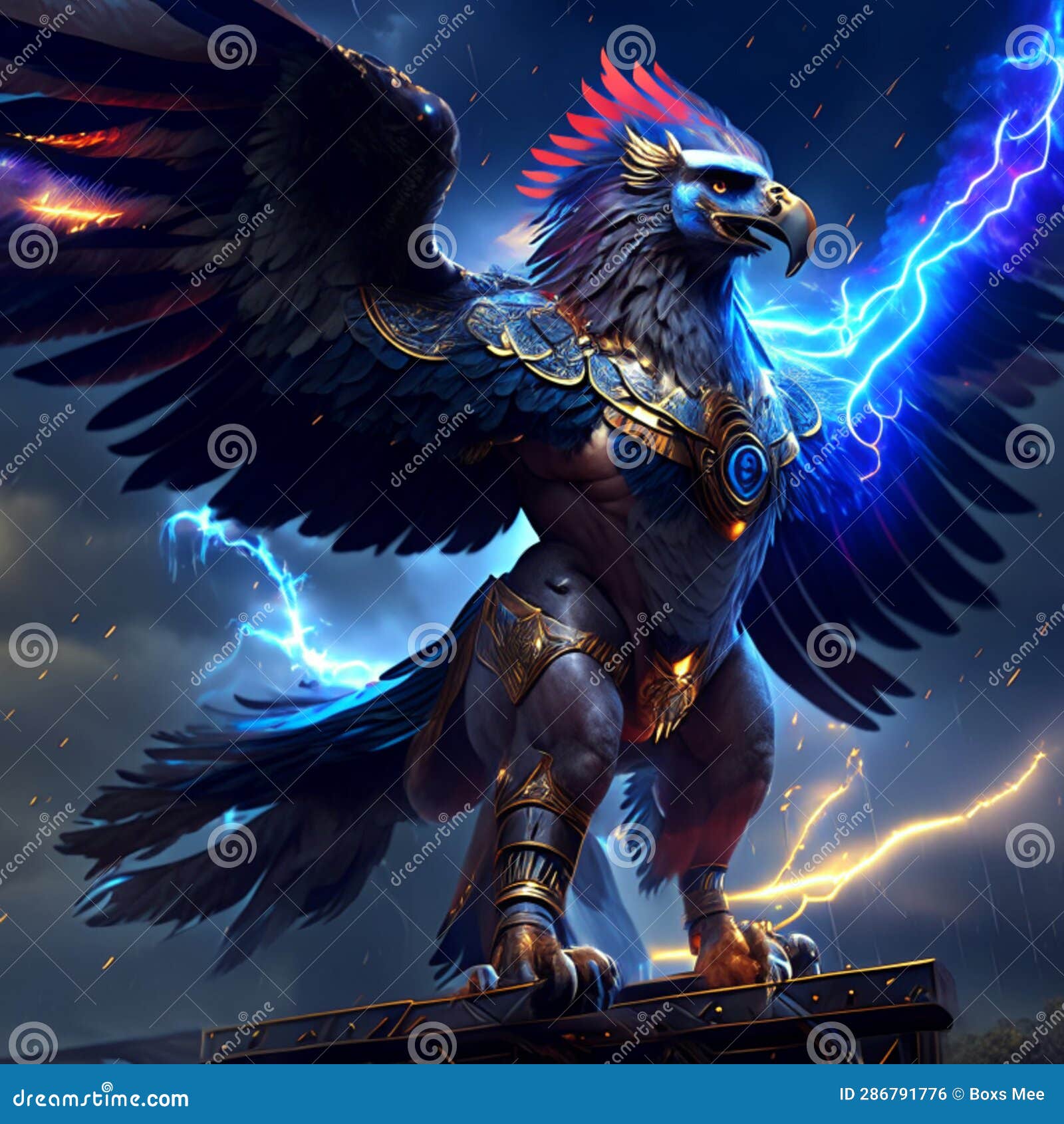 3D Rendering of a Fantasy Alien Planet with a Powerful Powerful Eagle ...