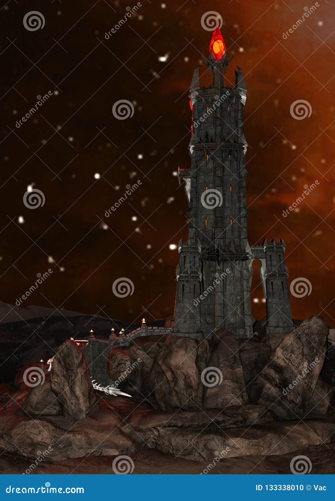3D Rendering Black Tower stock illustration. Illustration of halloween ...