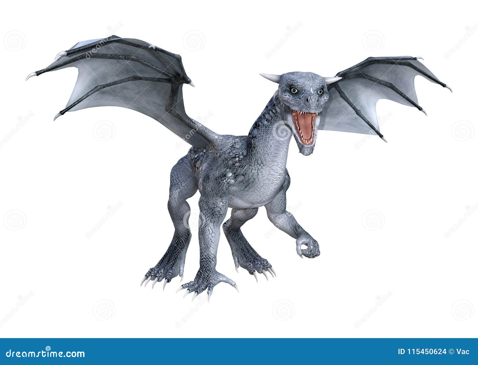 3D Rendering Fantasy Dragon Whelp on White Stock Illustration ...