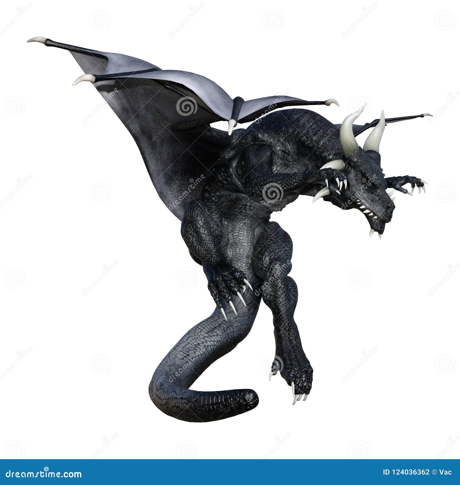 3D Rendering Fantasy Dragon on White Stock Illustration - Illustration ...