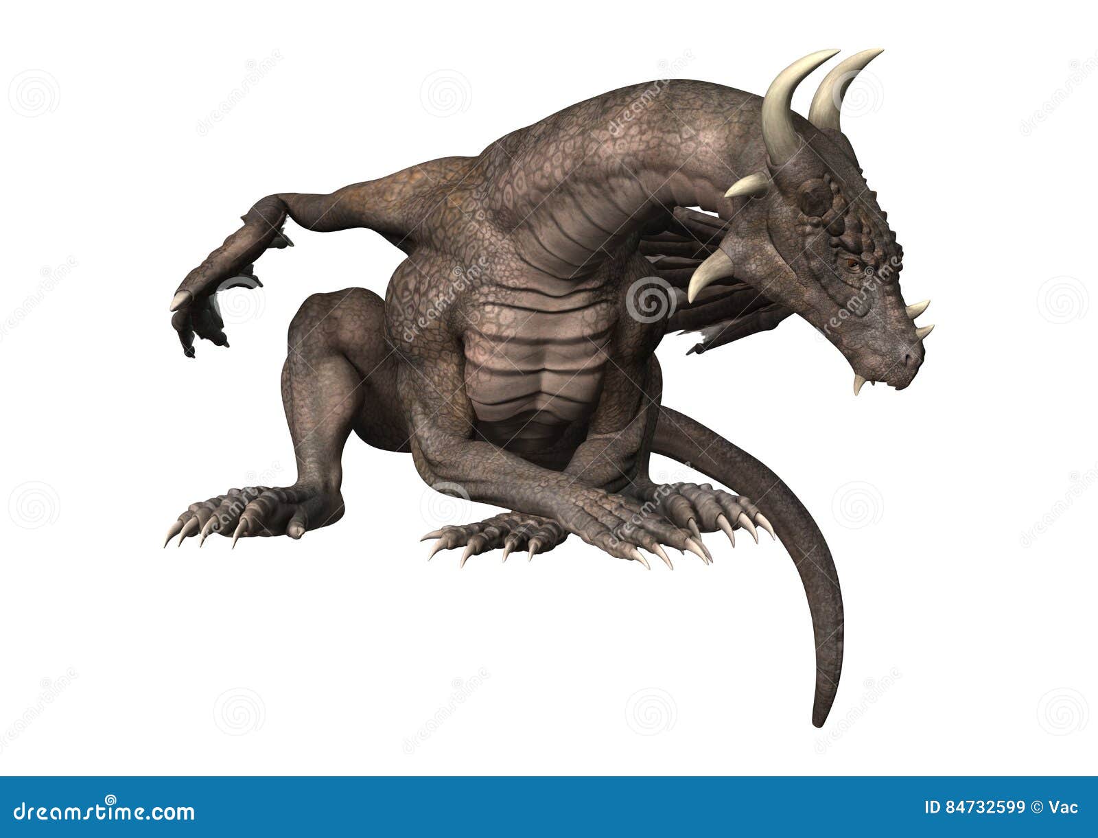 3D Rendering Fantasy Dragon on White Stock Illustration - Illustration ...