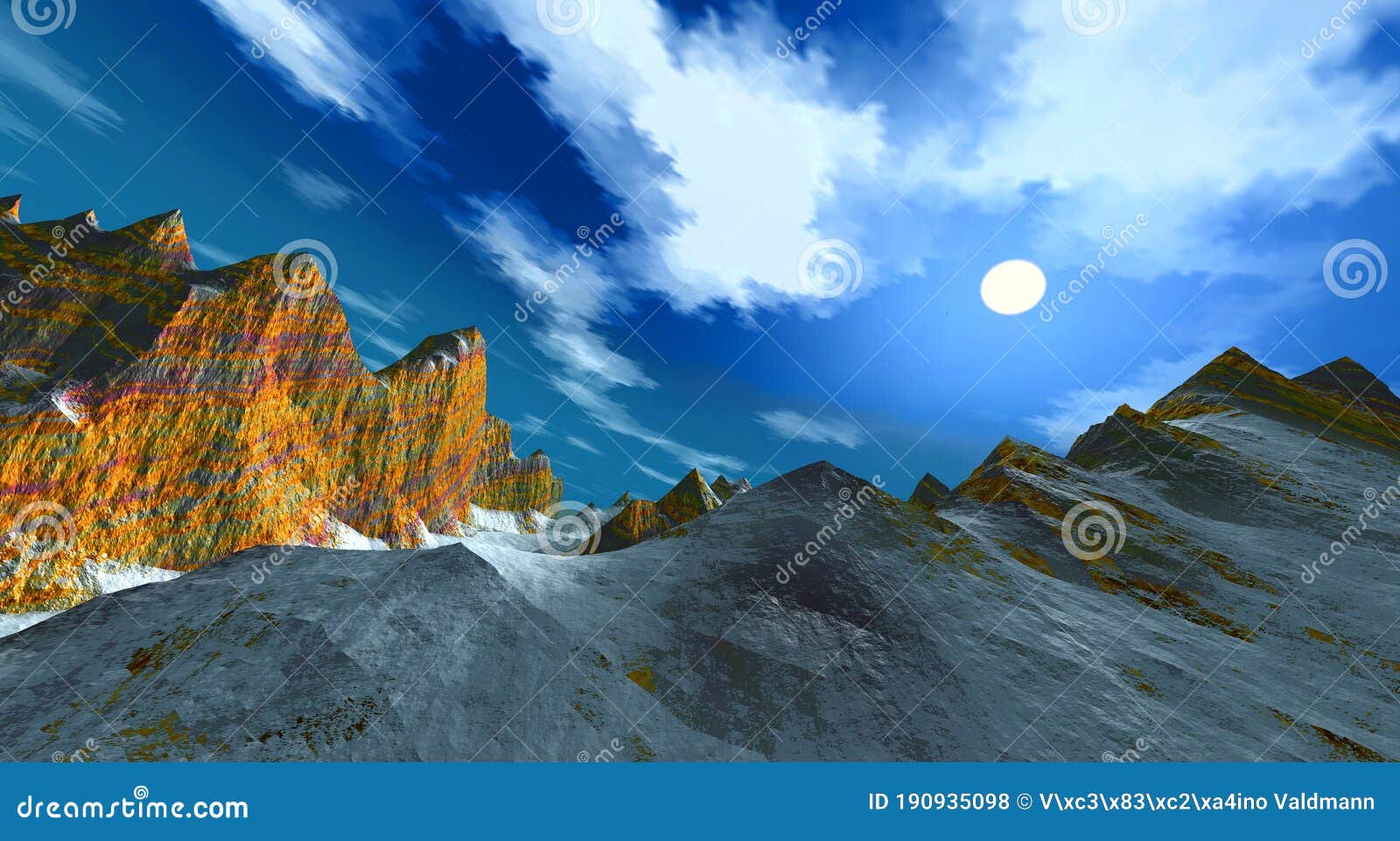 3d Rendering Fantasy and Dream Mountain Landscape Computer Graphics ...