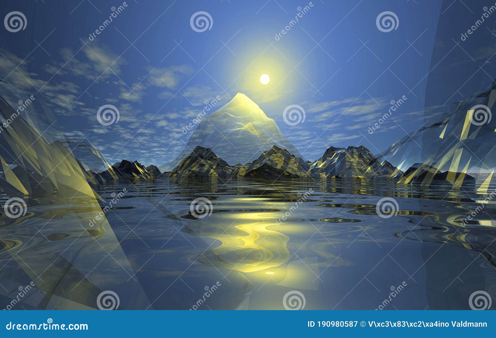 3d Rendering Fantasy and Dream Mountain Landscape Computer Graphics ...