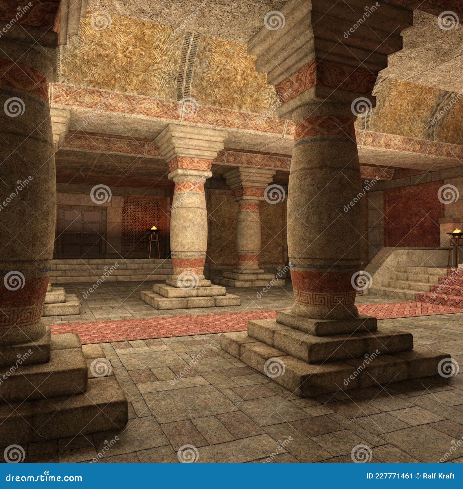 3D-Illustration of an Ancient Fantasy Temple and Throne Room for ...