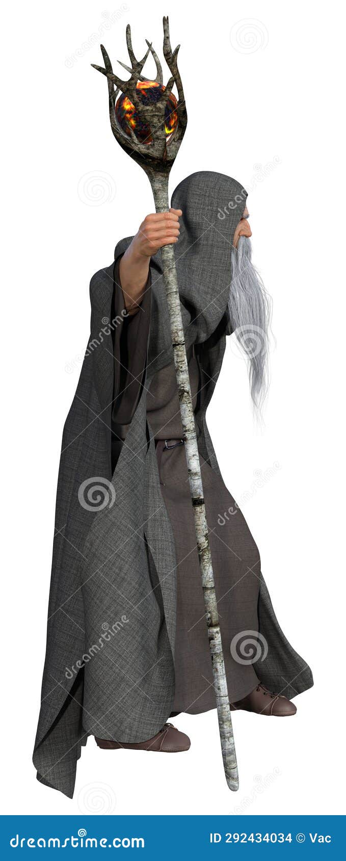 3D Rendering Fantasy Wizard on White Stock Illustration - Illustration ...