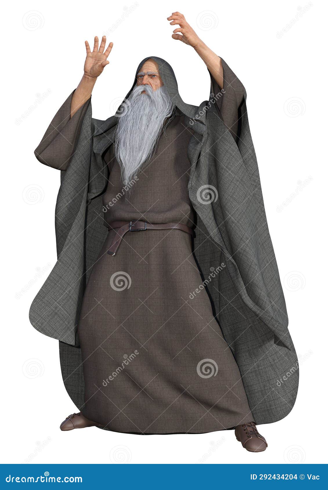 3D Rendering Fantasy Wizard on White Stock Illustration - Illustration ...