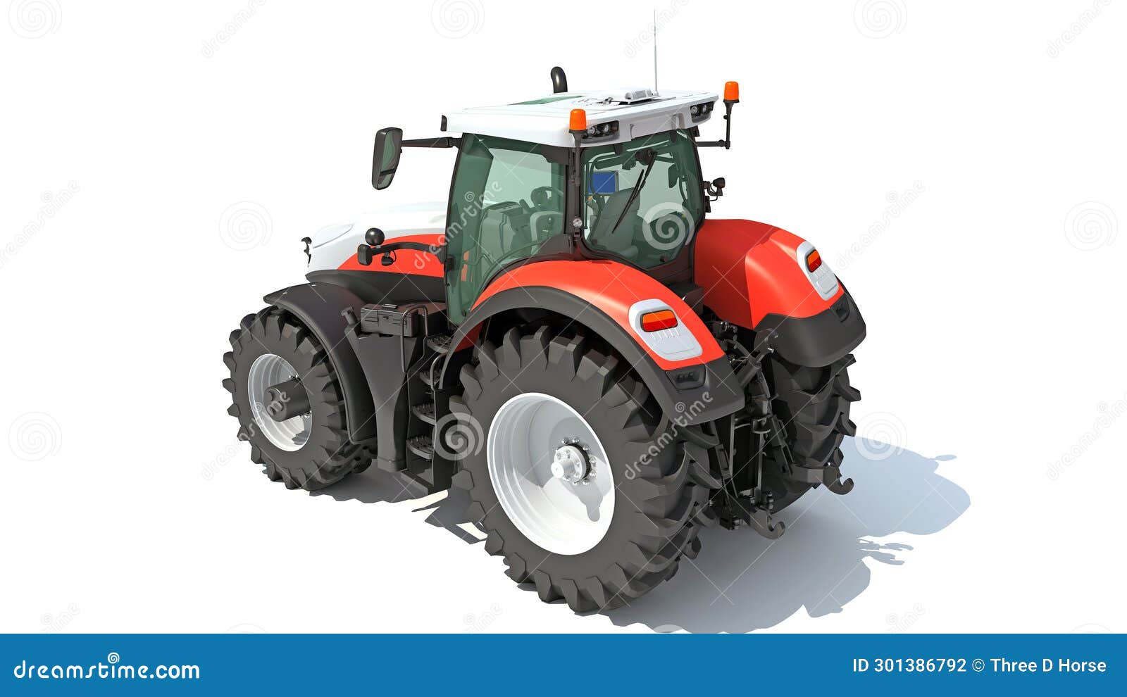 3D Rendering of Farm Tractor Model on White Background Stock ...