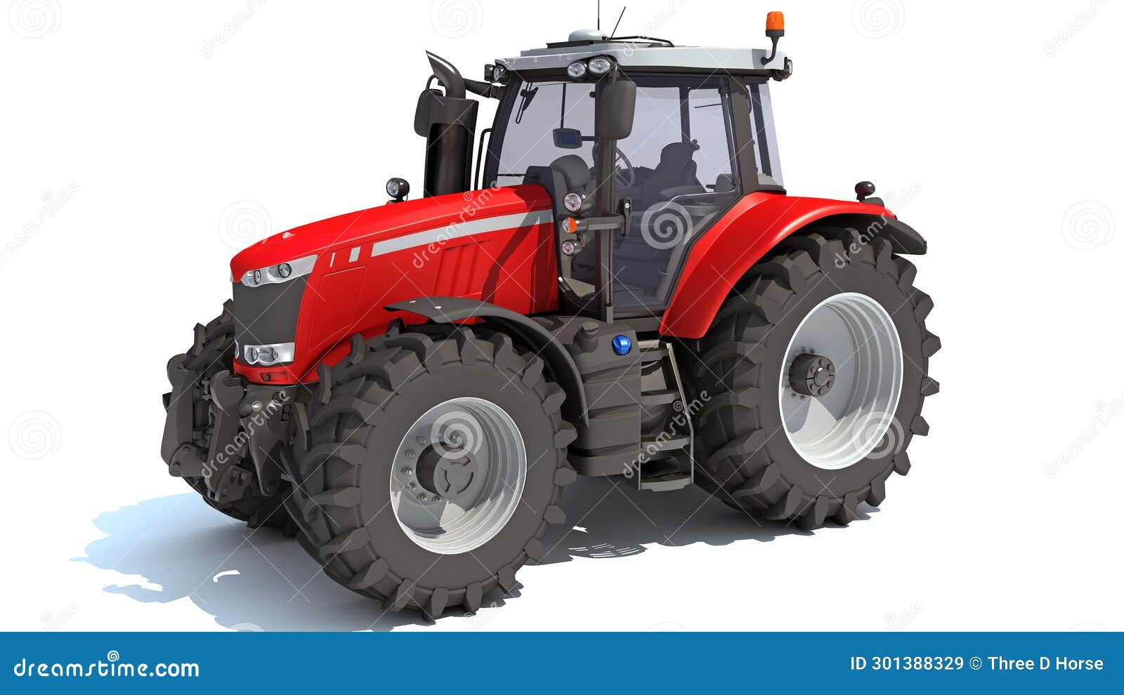 3D Rendering of Farm Tractor Model on White Background Stock ...