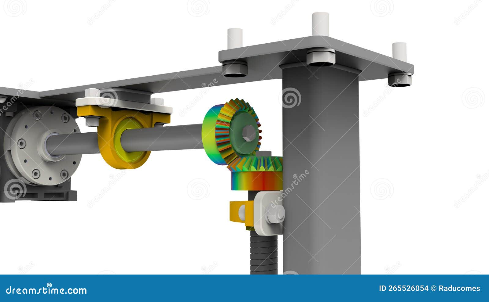 3D Rendering - FEA Analysis of a Bevel Gear Platform Stock Illustration ...
