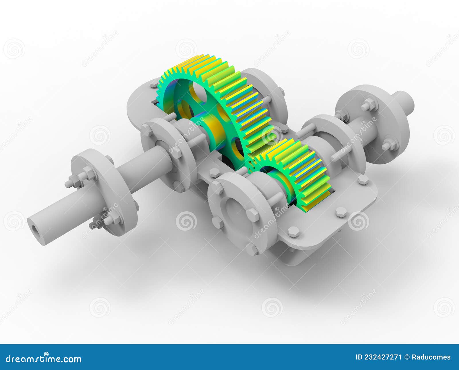 3D Rendering - FEA Analysis of a Gear Reducer Stock Illustration ...