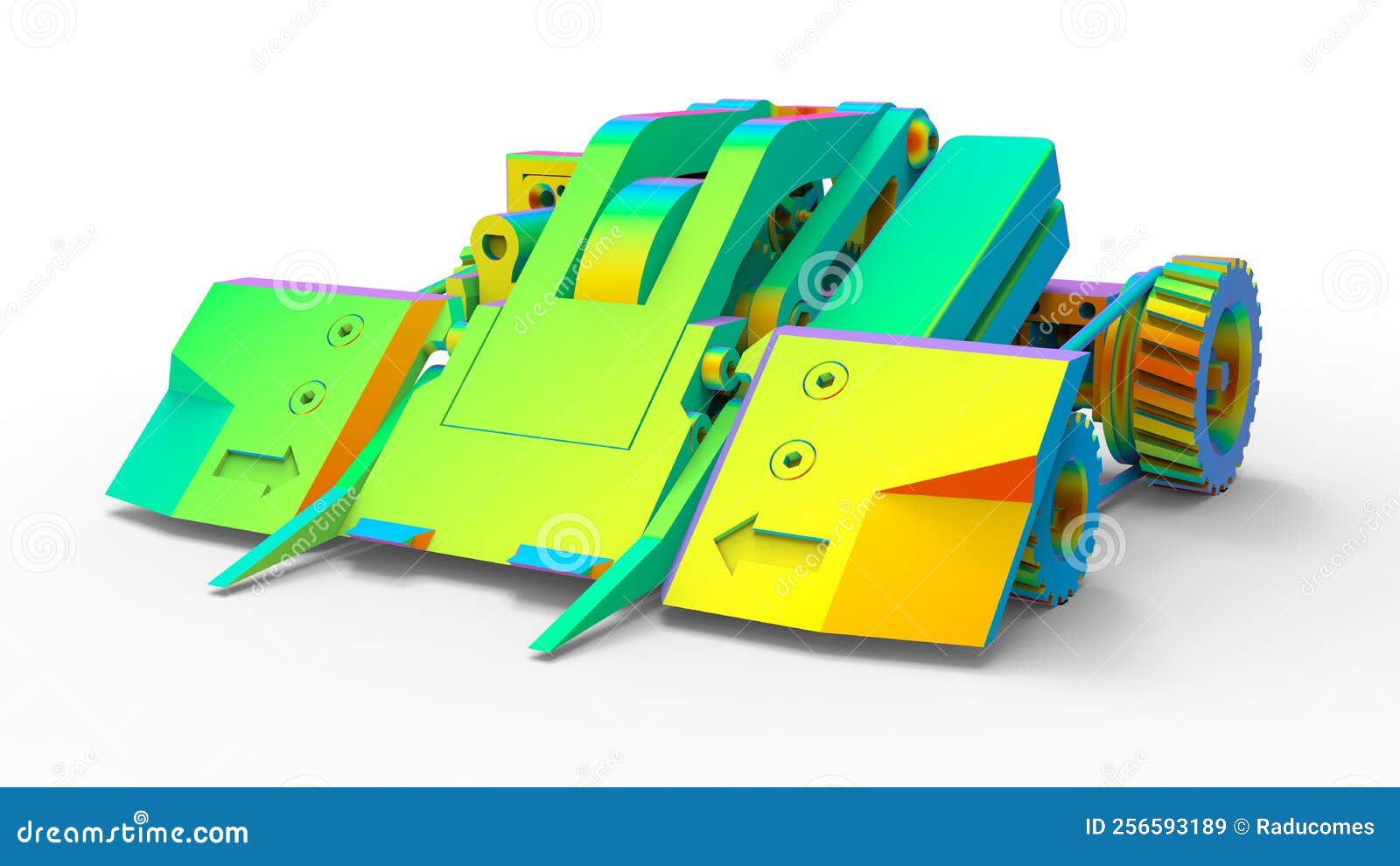 3D Rendering - FEA Analysis of a Geared Vehicle with a Front Shield ...