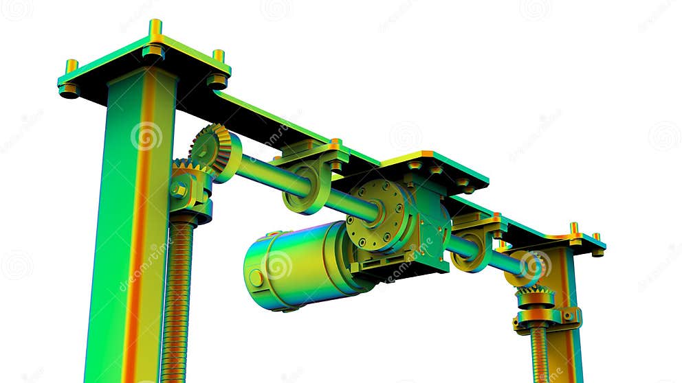 3D Rendering - FEA Analysis of a Mechanical Controlled Platform Stock ...
